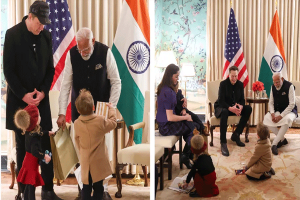 पंतप्रधान PM Modi with Elon Musk's children - Tarun Bharat Nagpur